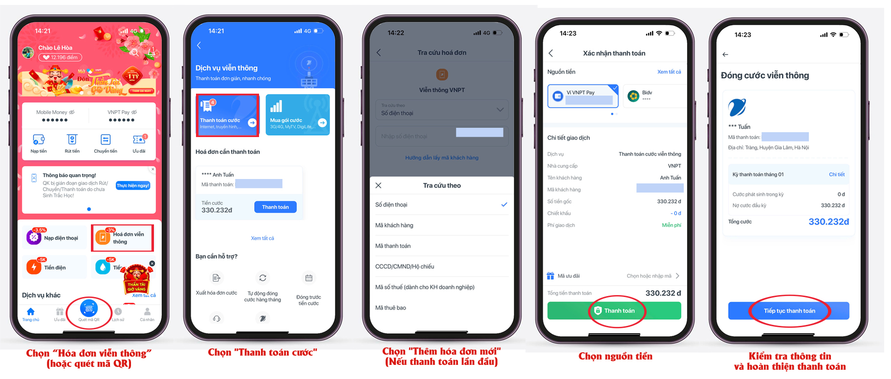 Các hình thức thanh toán Online cước dịch vụ viễn thông của VNPT